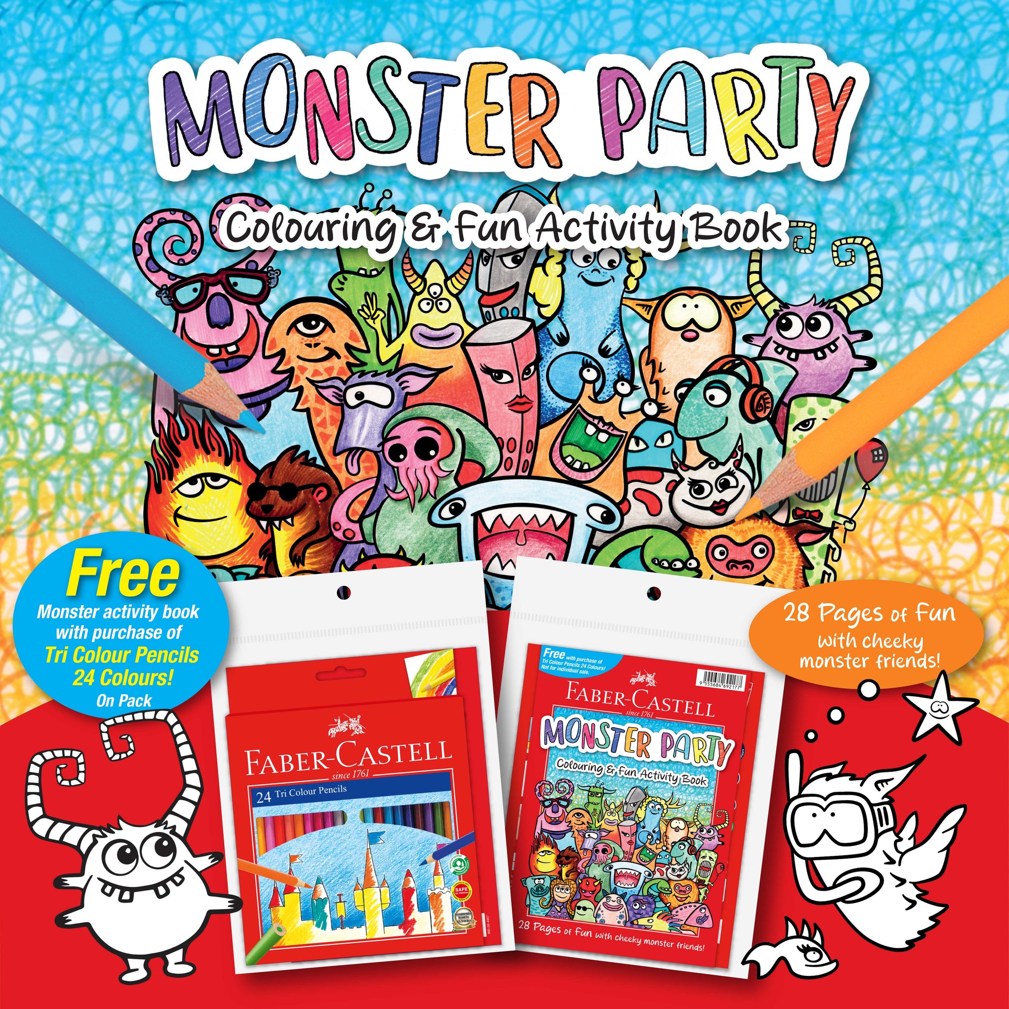[Promo Pack] Colour Pencils Tri Colour 24 + FREE Monster Activity Book