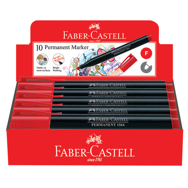 Slim Permanent Fine Marker, Box of 10 Red