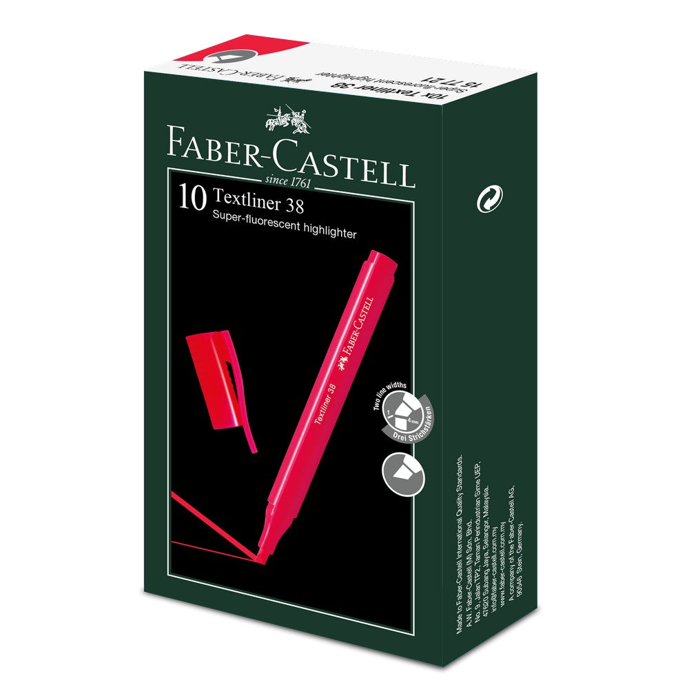 Highlighter Textliner 38 Superflourescent, Box of 10 Red – Faber ...