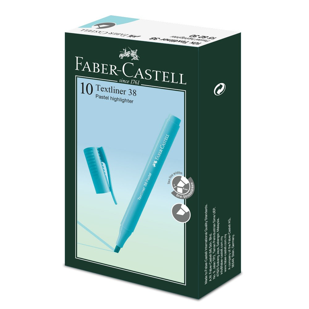 Highlighter Textliner 38 Pastel, Box of 10 Turquoise – Faber-Castell ...