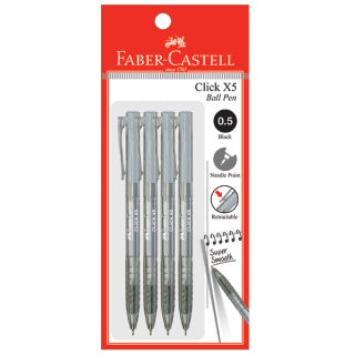 Ball Pen Click X5 PB of 4, Black 0.5