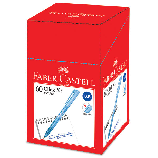 Ball Pen Click X5 Box of 60, Blue 0.5 – Faber-Castell Malaysia